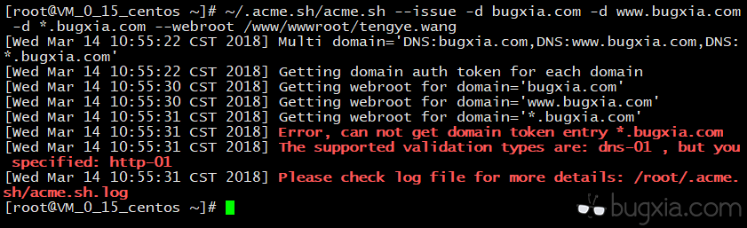 使用acme.sh脚本申请Let’s Encrypt免费泛域名证书 | Bug侠